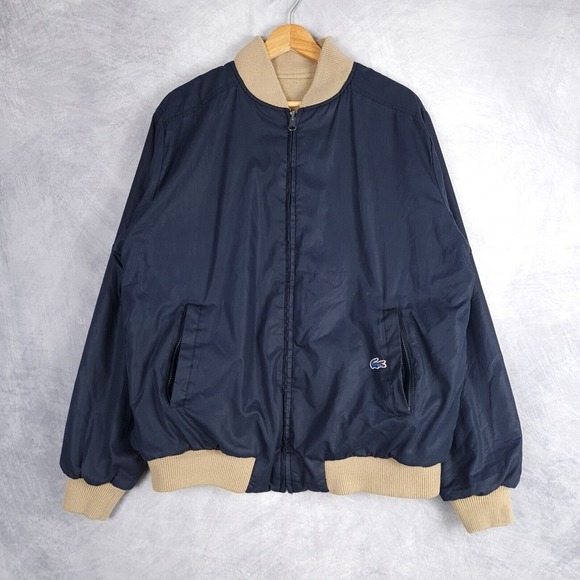 Lacoste | Jackets & Coats | Vintage Lacoste Jacket Mens Large Blue Tan ...